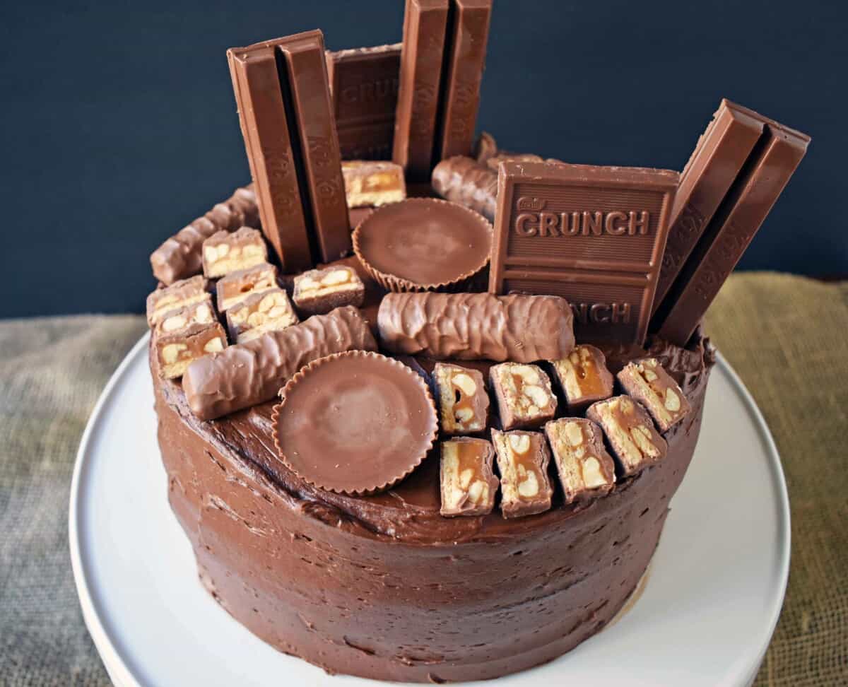Candy Bar Stash Chocolate Cake – Modern Honey