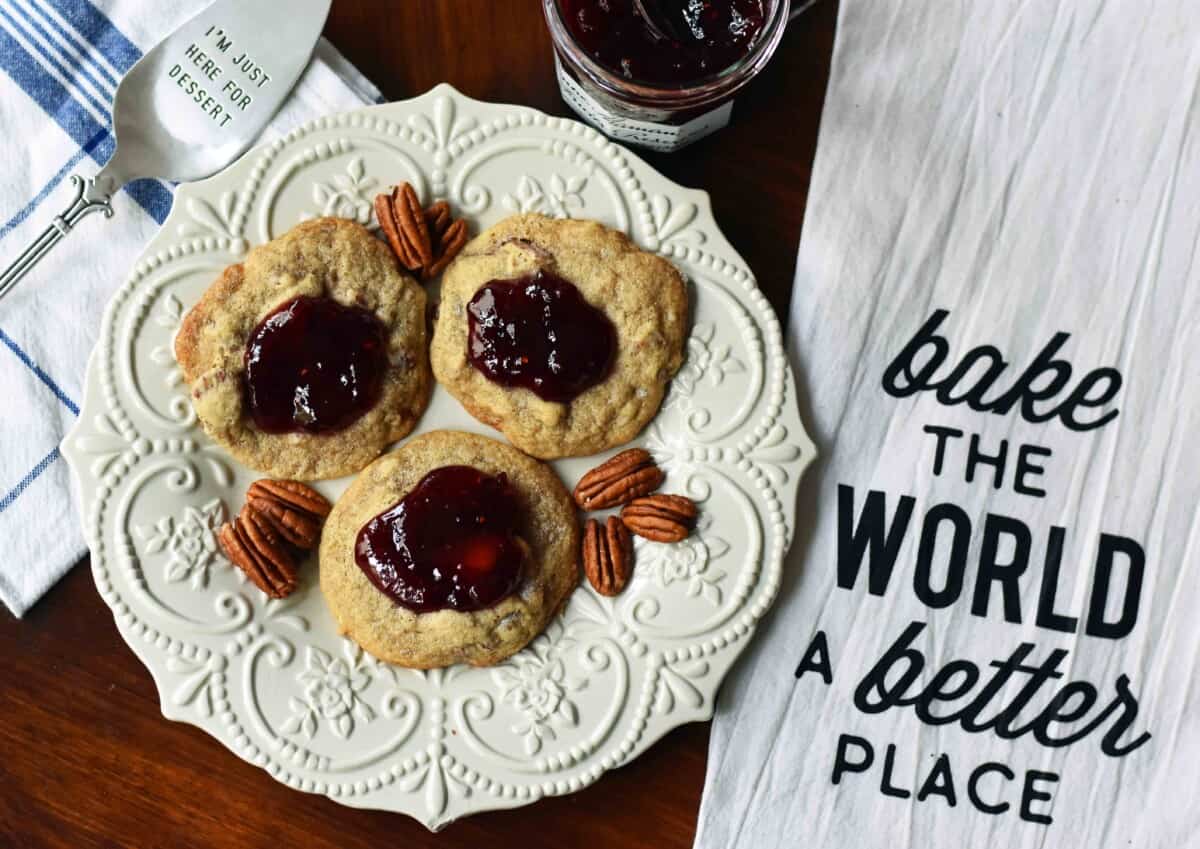 Cream Cheese Pecan Jam Thumbprint Cookies – Modern Honey