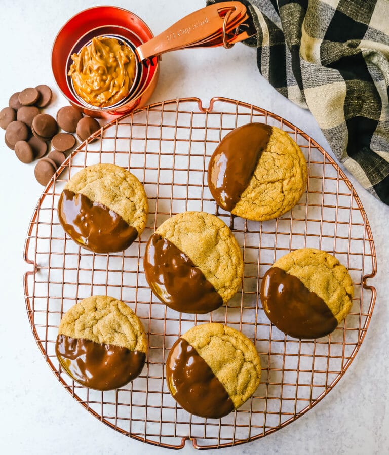 Chocolate Dipped Peanut Butter Cookies – Modern Honey