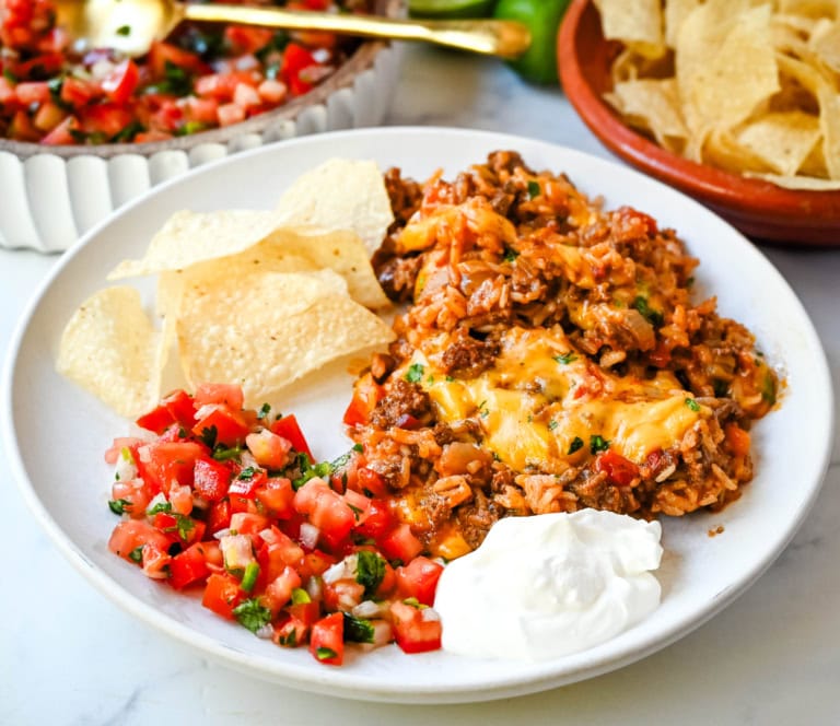 Mexican Cheesy Taco Beef and Rice Skillet – Modern Honey